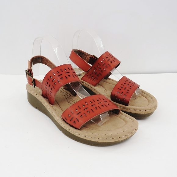 Earth Spirit | Shoes | Earth Spirit Meaghan Wedge Red Orange Faux ...